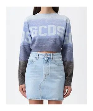 Gcds Intarsia-knit Logo Cropped Jumper