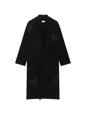 Zadig&Voltaire Long Knit Coat With Rhinestone Embellishments