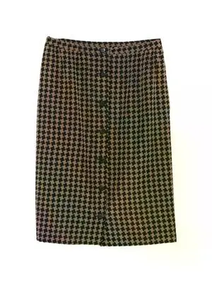 Valentino Garavani 1980s Houndstooth-print Button-front Midi Skirt