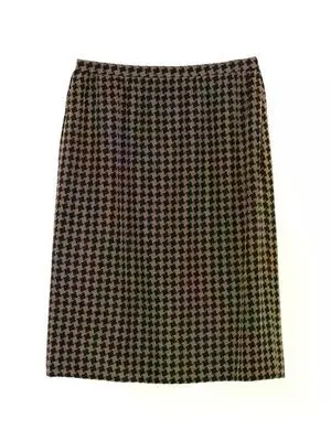 Valentino Garavani 1980s Houndstooth-print Button-front Midi Skirt
