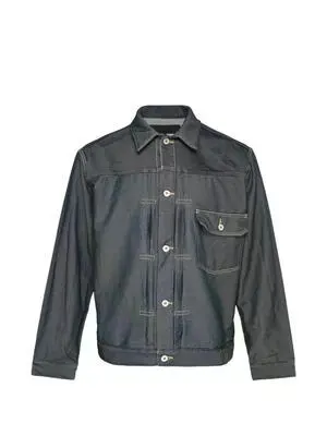 Comme Des Garçons Pleated Cinch-back Denim Jacket - Grey