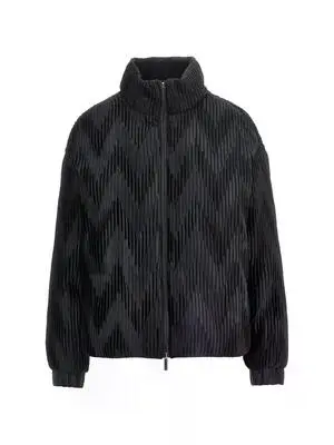Emporio Armani Chevron Pleated High-neck Puffer Jacket