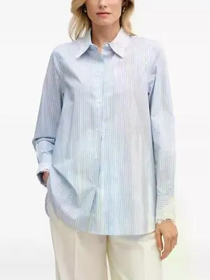 MOS MOSH Elinda Lace-trim Striped Shirt - Blue