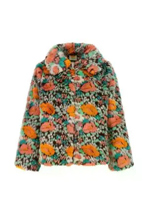 Farm Rio Faux-fur Floral-pattern Coat