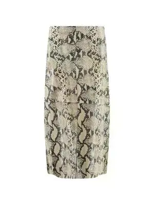 ALYSI Python-print Leather Midi Skirt
