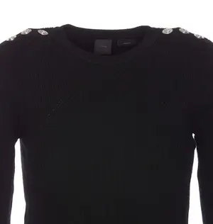 Pinko Love Birds-embossed Studded Crewneck Jumper