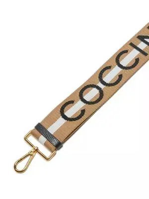 COCCINELLE Striped Logo-embroidered Bag Strap - Neutrals