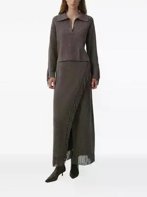 Simkhai Fringe-trimmed Ribbed-knit Sweater