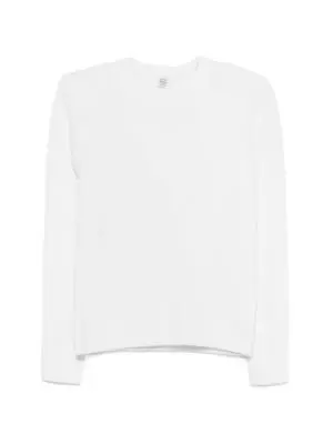 TOTEME Crew Neck Long Sleeve Sweater With Padded Shoulders - Neutrals