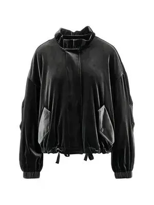 Emporio Armani Velvet-effect Ruffled-collar Jacket - Black
