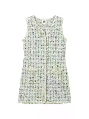 B+AB Tweed-effect Button-up Mini Dress