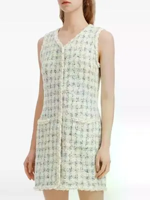 B+AB Tweed-effect Button-up Mini Dress