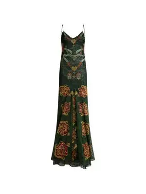Etro Long Jersey Dress With Lace And Two Placed Prints