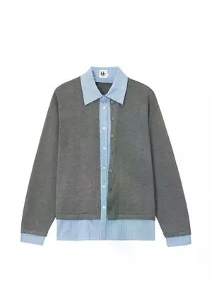 B+AB Layered Striped-trim Cardigan - Grey