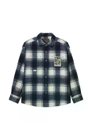 MUSIUM DIV. Check-pattern Embroidered Shirt - Blue