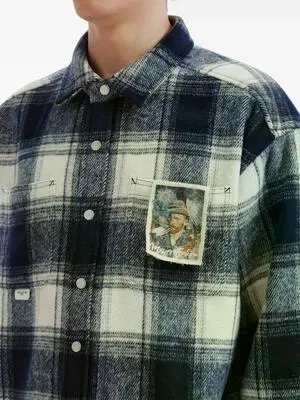MUSIUM DIV. Check-pattern Embroidered Shirt