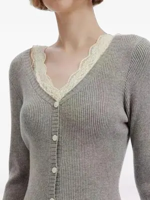 B+AB Lace-trim Ribbed Cardigan
