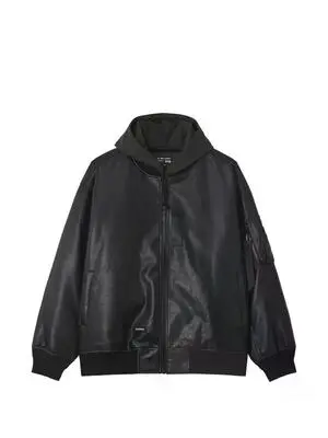 Izzue Hooded Faux-leather Jacket - Black