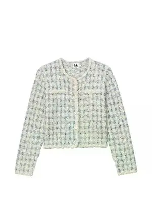 B+AB Tweed Frayed Cardigan - Neutrals
