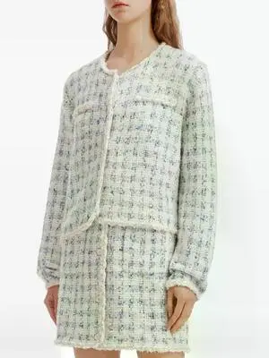 B+AB Tweed Frayed Cardigan