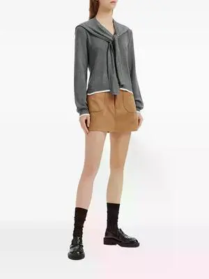 B+AB Sailor-collar Contrast-trim Cardigan - Grey
