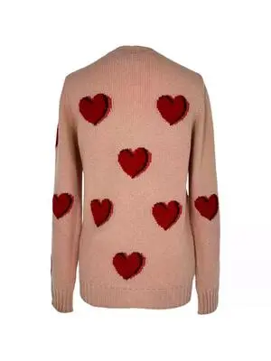 Prada Heart Motif Knit Crew Neck Sweater