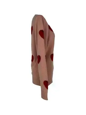 Prada Heart Motif Knit Crew Neck Sweater
