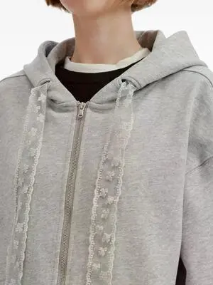 TOUT A COUP Lace-trim Zip-up Hoodie