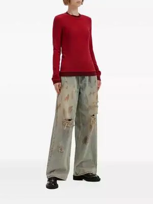 TOUT A COUP Layered-effect Ruched T-shirt - Red