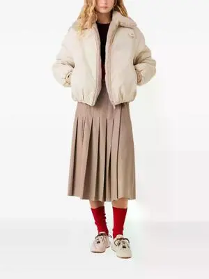 Maje Reversible Faux-fur Collar Puffer Jacket - Neutrals