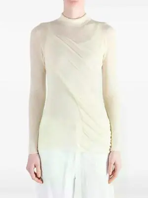 Issey Miyake Ruched Long-sleeve Top