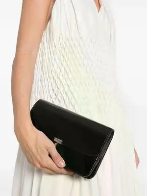 TOTEME T-lock Grained-patent Crossbody Bag - Black