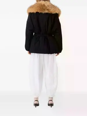 Maje Faux Fur Trimmed Shawl Collar Coat - Black