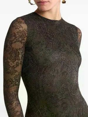 Etro Long Jersey Dress With Floral Lace