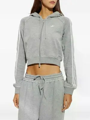 Adidas Logo-embroidered Zip-up Hoodie