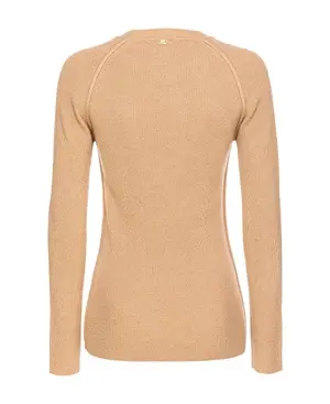 Pinko Logo-plaque Ribbed-knit Jumper