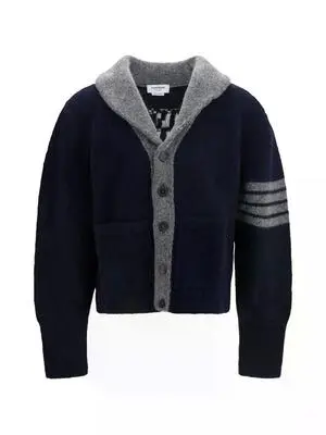 Thom Browne 65 Intarsia Cardigan Jacket - Blue