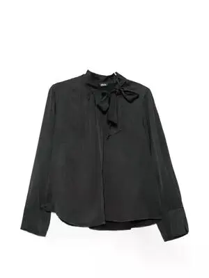 Dixie Pussy-bow Long-sleeve Blouse - Black