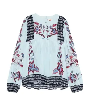Farm Rio Marcelle Floral-print Pleated Blouse