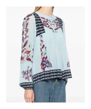 Farm Rio Marcelle Floral-print Pleated Blouse