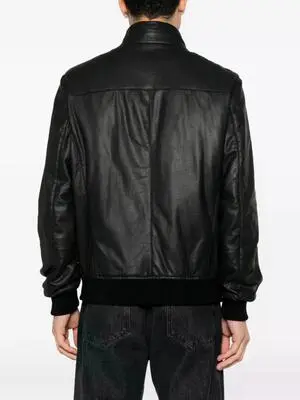 MANDELLI Leather Zip-up Jacket With Embroidered Logo