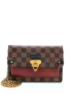 LOUIS VUITTON Vavin Chain Wallet Nm Damier With Leather Crossbody Bag - Brown