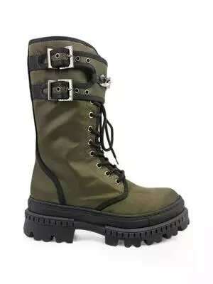MADISON MAISON Chain-detail Buckled Combat Boots - Green