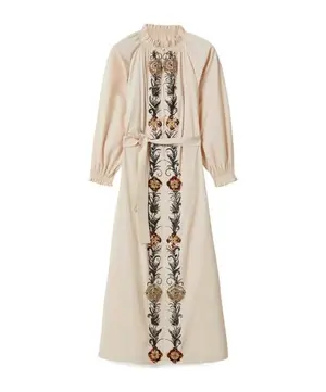 La DoubleJ Embroidered Ruffle-trimmed Dress