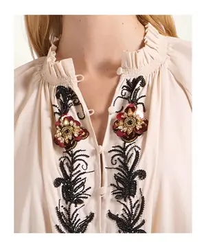 La DoubleJ Embroidered Ruffle-trimmed Dress