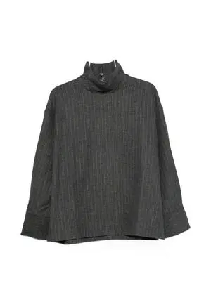 LA PISCINE Pinstripe-pattern High-neck Blouse