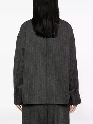 LA PISCINE Pinstripe High Neck Blouse