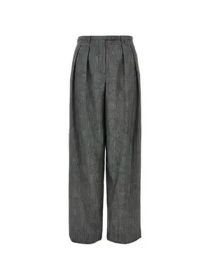 Emporio Armani Check Pattern Pleated Tailored Trousers