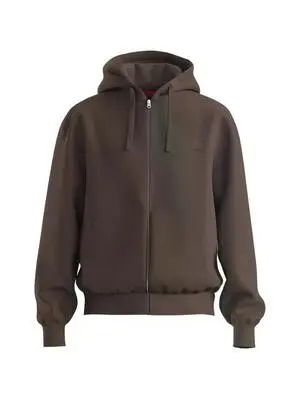 Hugo Cotton Terry Zip-up Hoodie Eith Logo Print