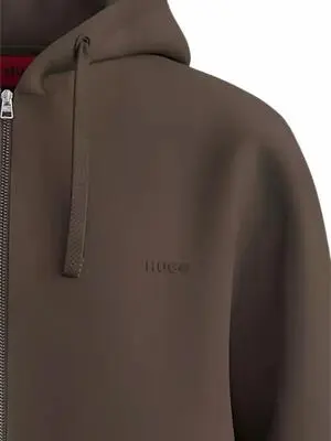 Hugo Cotton Terry Zip-up Hoodie Eith Logo Print